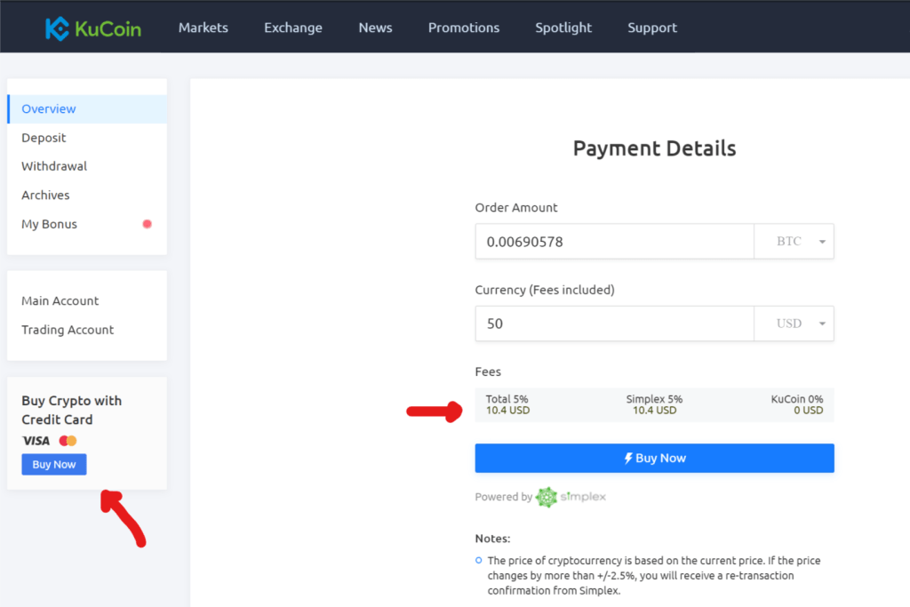 Buy Bitcoin (and other crypto) in Kucoin exchange with a Credit Card ...