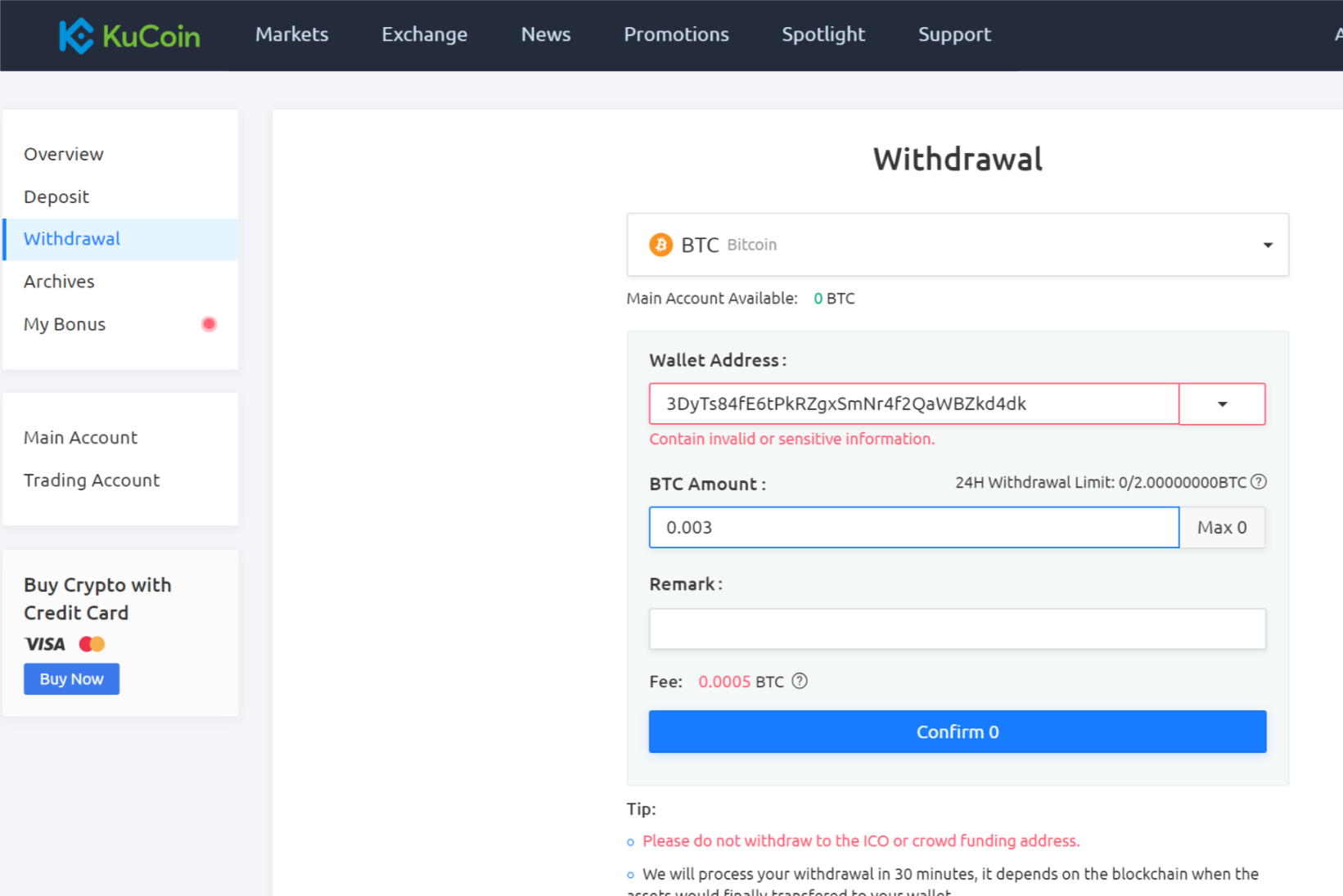 Buy Bitcoin (and other crypto) in Kucoin exchange with a Credit Card ...
